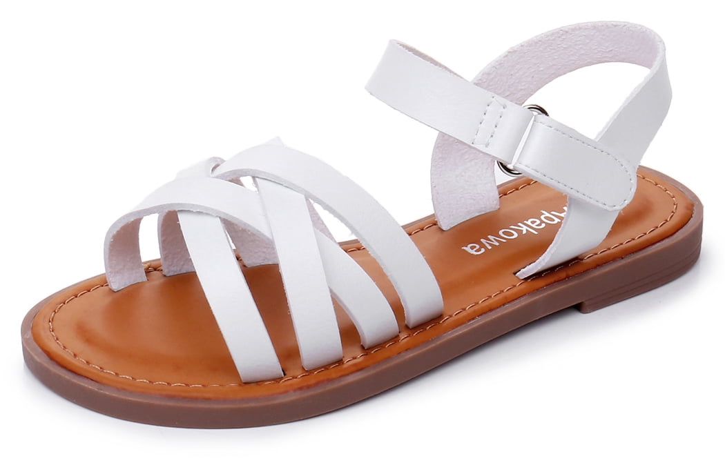 Apakowa Girls Sandals Open Toe Princess Flat Sandals Strappy Summer ...