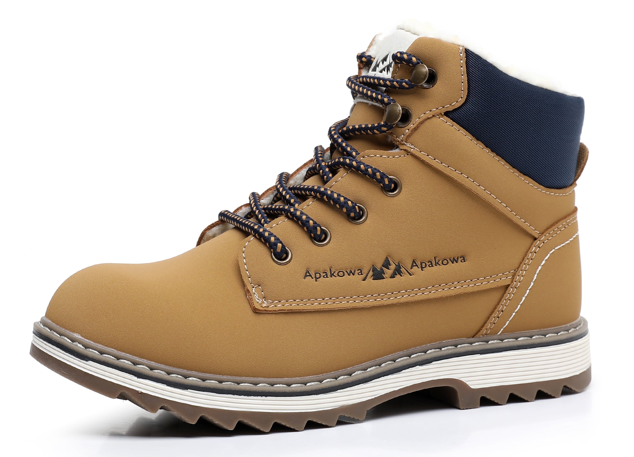 Apakowa Kids Boys Autumn Winter Boots Outdoor Comfort Warm Lining Ankle ...