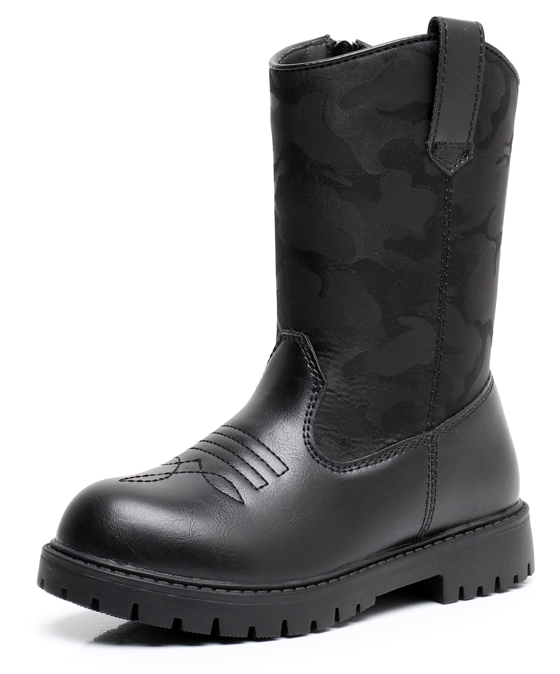 Apakowa Kids Boys Cowboy Western Boots With Side Zipper (Color : Black ...