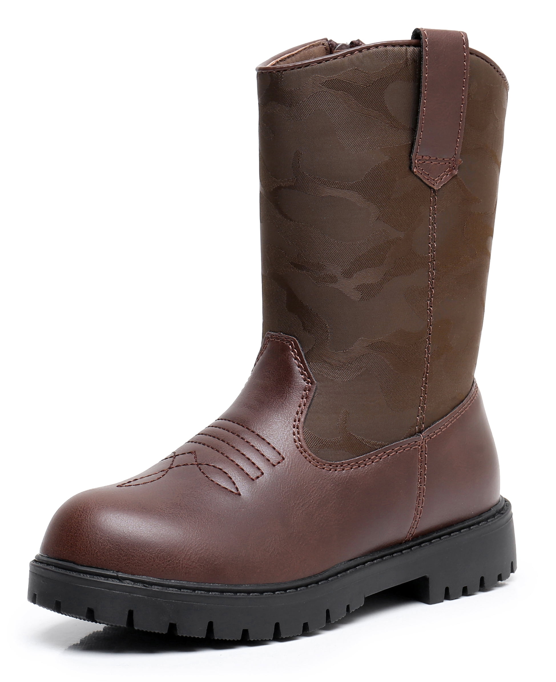 Apakowa Kids Boys Cowboy Western Boots With Side Zipper (Color : Brown ...