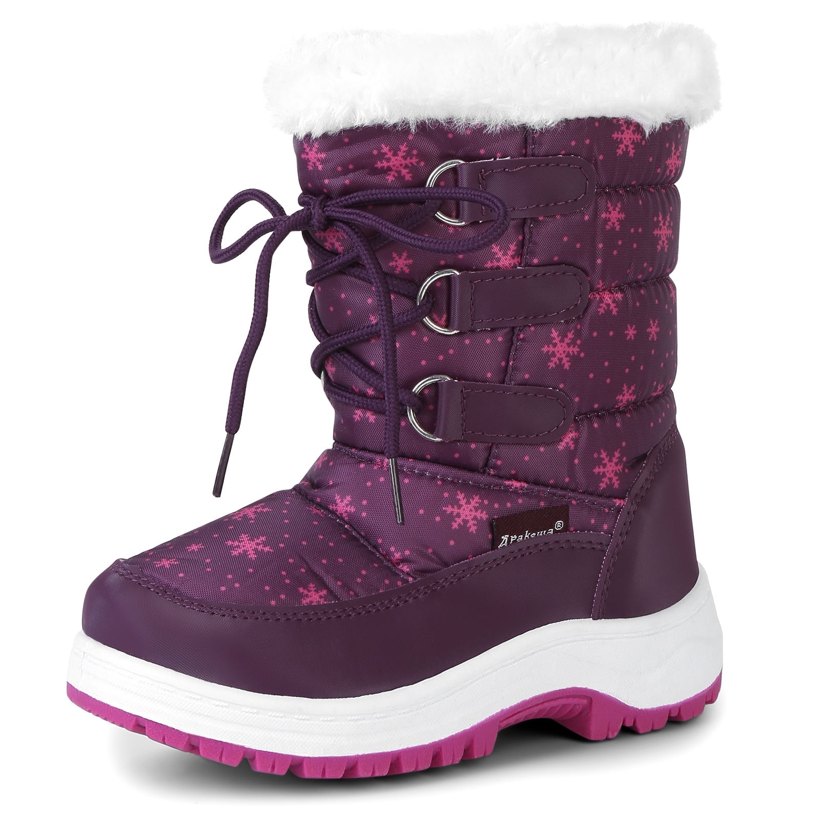 Apakowa Kids Girls Boys Insulated Fur Winter Warm Snow Boots (Toddler ...