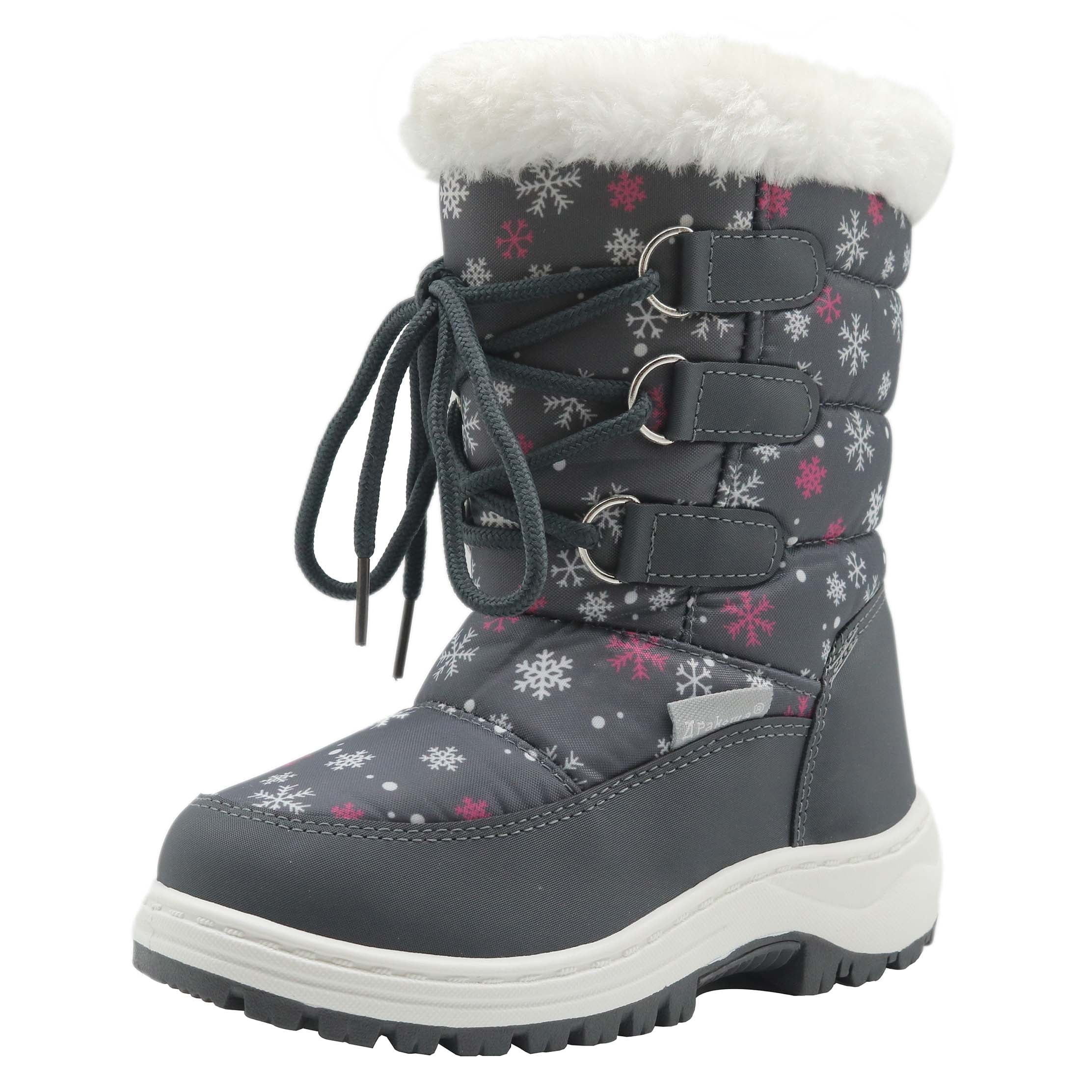 Apakowa Kids Girls Boys Insulated Fur Winter Warm Snow Boots (Toddler ...