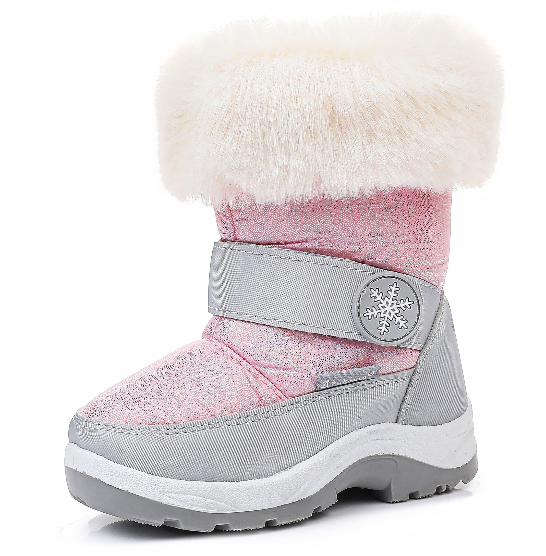 Apakowa Kids Girls Insulated Lined Winter Warm Snow Boots (Toddler ...