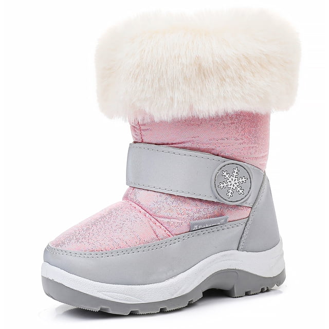 Apakowa Kids Girls Insulated Lined Winter Warm Snow Boots (Toddler ...