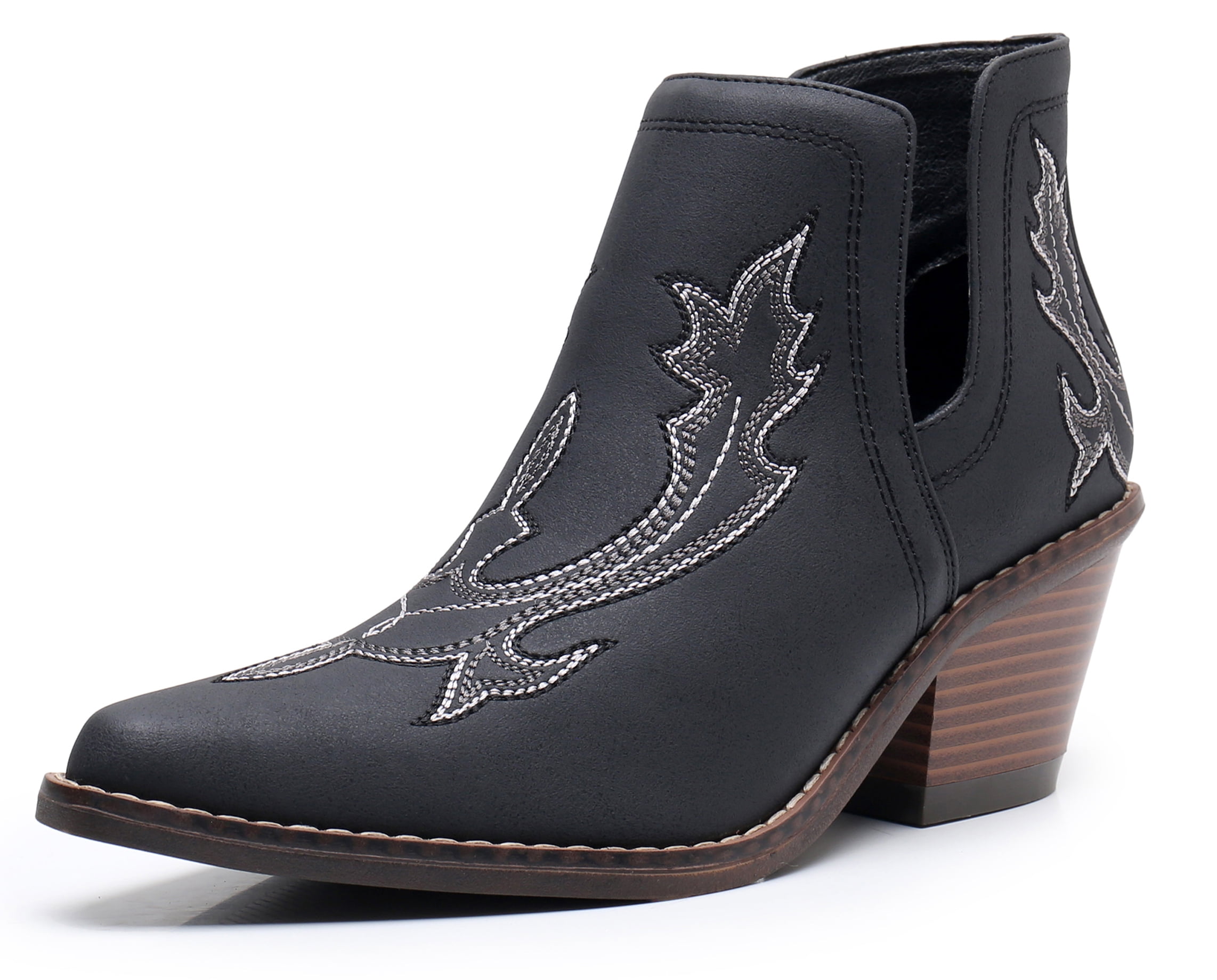 Apakowa Women’s Embroidery Western Ankle Cowgirl Boots - Walmart.com