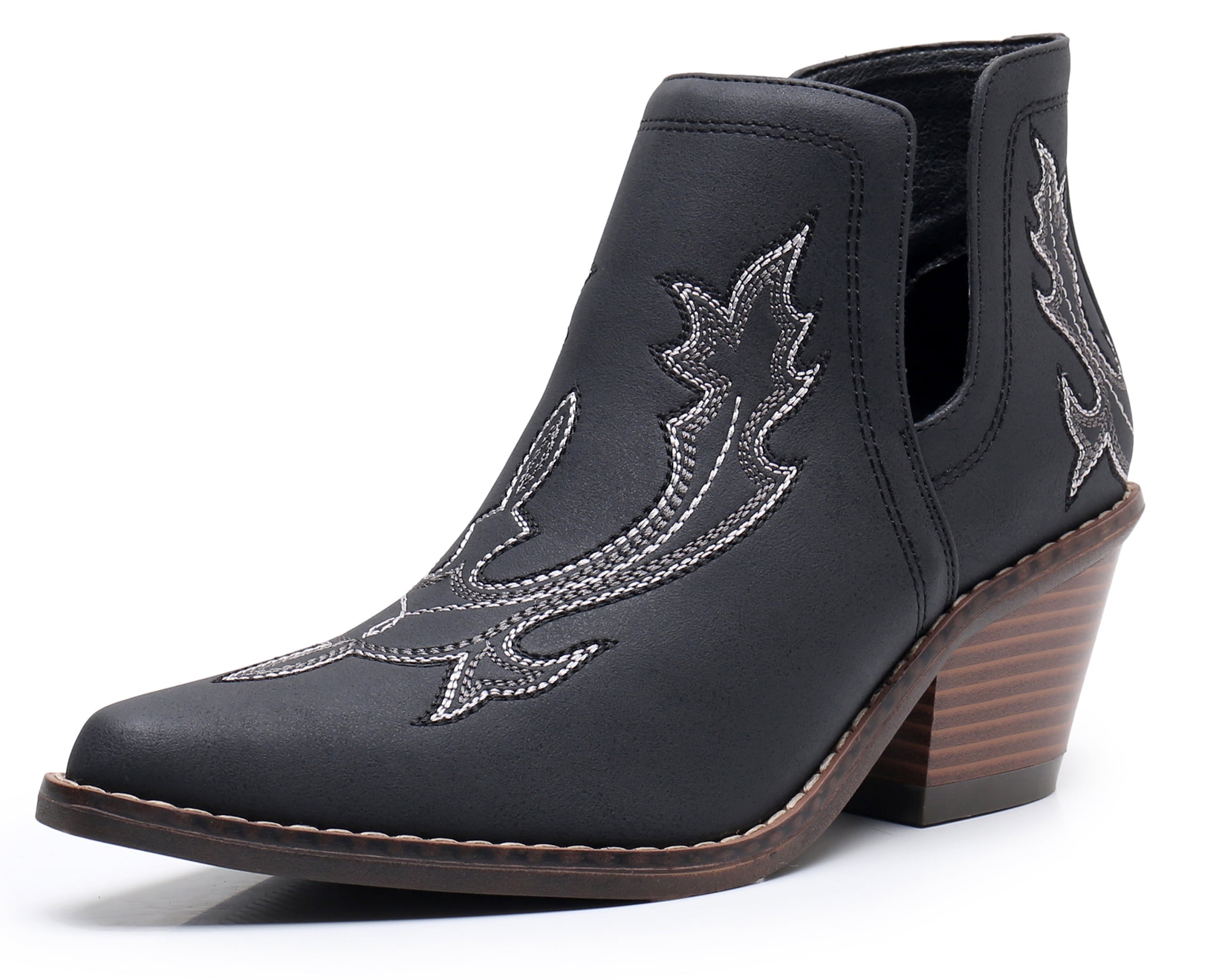 Apakowa Women’s Embroidery Western Ankle Cowgirl Boots - Walmart.com