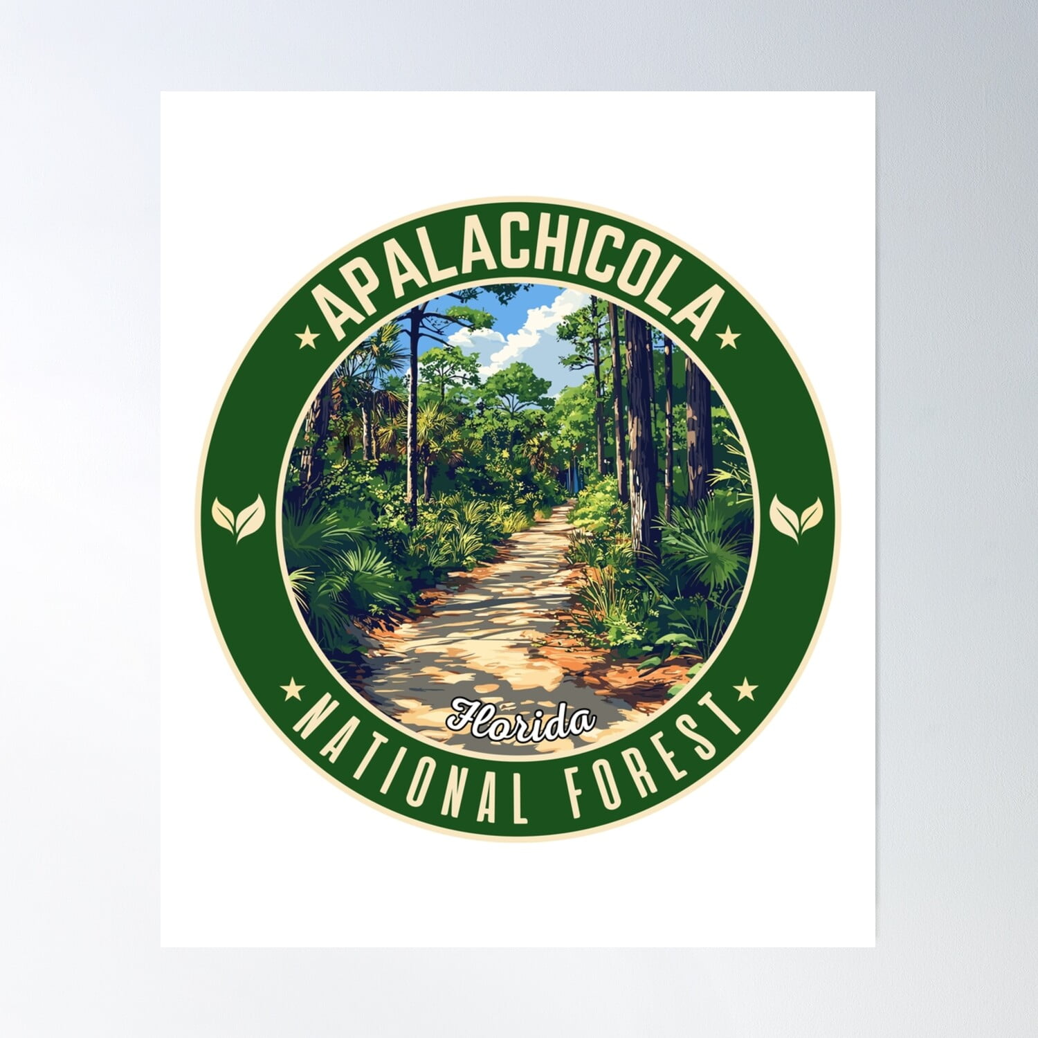 Apalachicola National Forest In Florida, Usa Vintage Travel Art Emblem ...