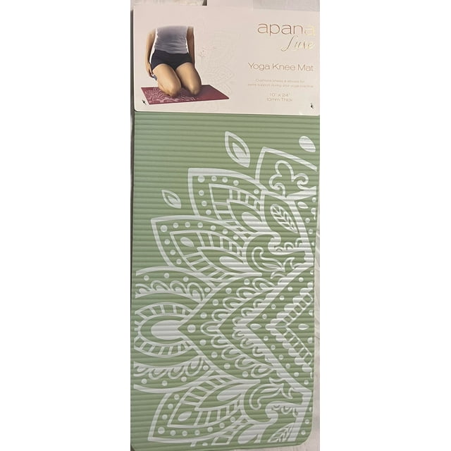 Apana Luxe Yoga Knee Mat with Pose Flow, Green and White, Perfect for ...