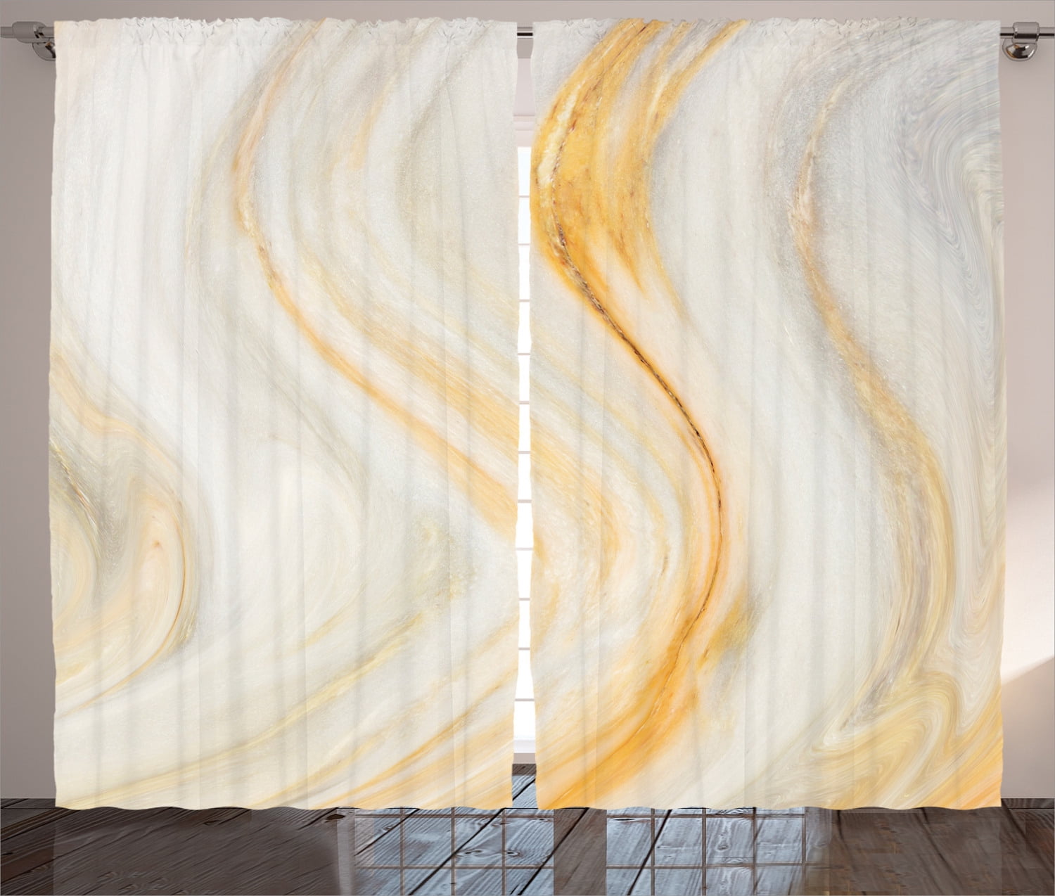 Ambesonne Ivory Cream Curtains 2 Panel Set, Wavy Marble Effect, 108" x ...