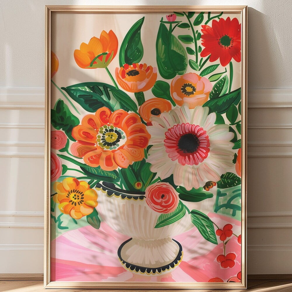 Apartment Decor, Floral Poster, Maximalist Decor, Flower Vase Wall Art ...