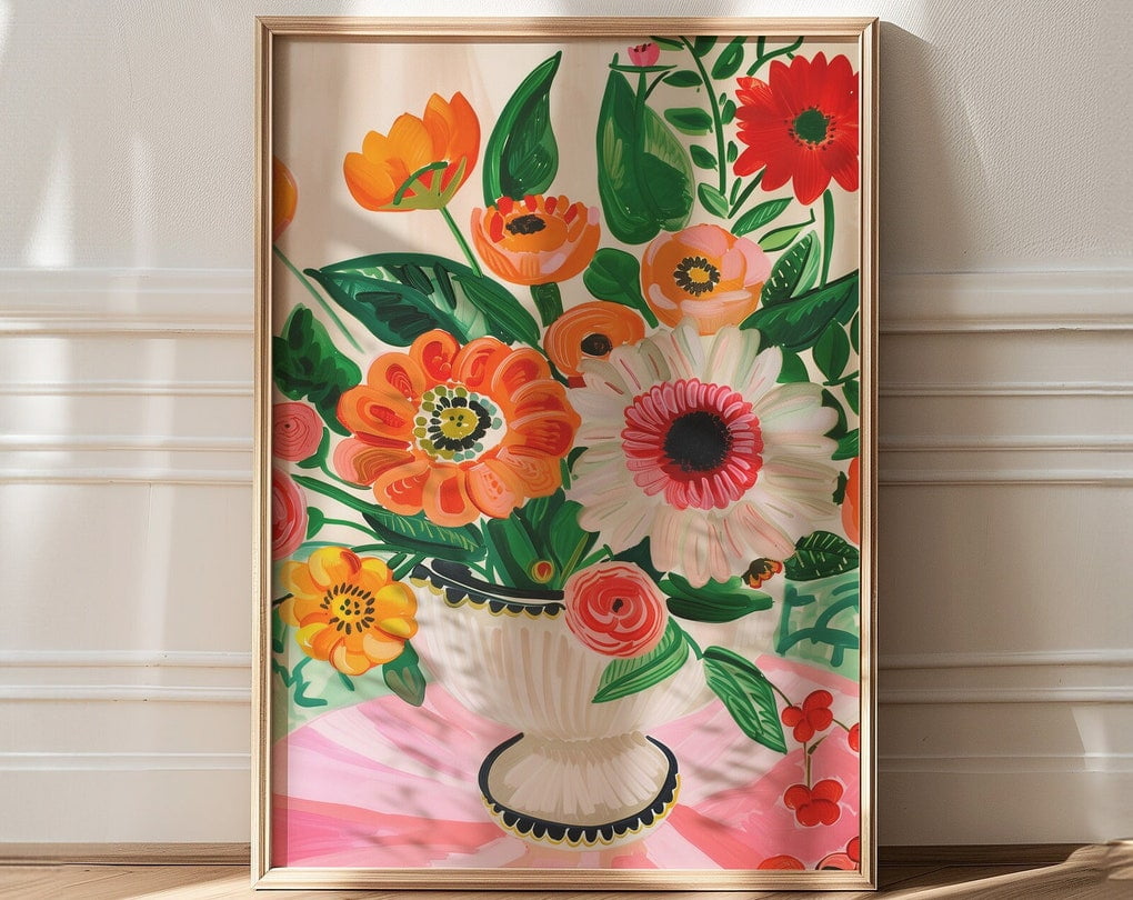 Apartment Decor, Floral Poster, Maximalist Decor, Flower Vase Wall Art ...