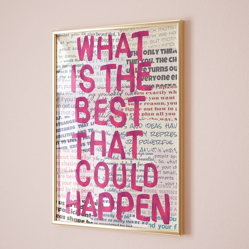 Apartment Decor Funky, Motivational Quote Print, Pink Wall Art, Girly ...