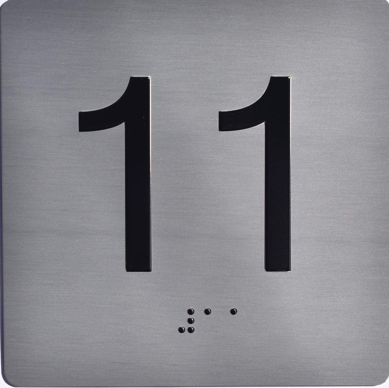 Apartment Number 11 Sign with Braille and Raised Number (Aluminum, 4x4 ...