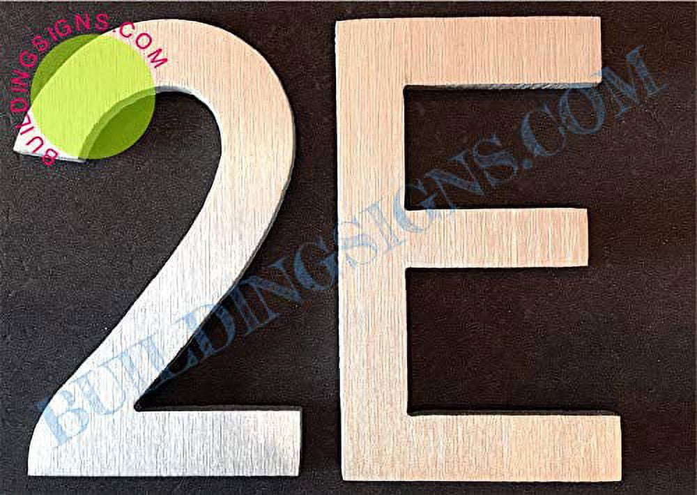 Apartment Number 2E Sign (Brush Silver,Double Sided Tape, Rust Free, 2. ...