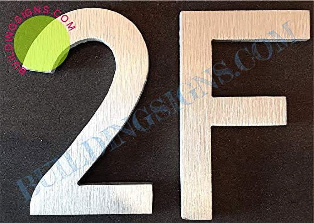 Apartment Number 2F Sign (Brush Silver,Double Sided Tape, Rust Free, 2. ...