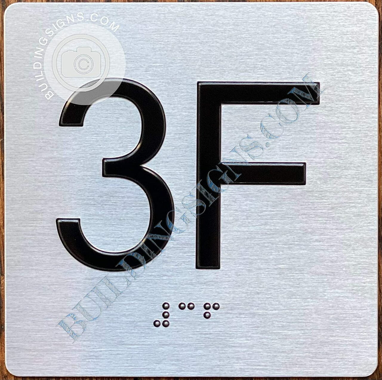 Apartment Number 3F Sign with Braille and Raised Number (Aluminum, 4x4 ...
