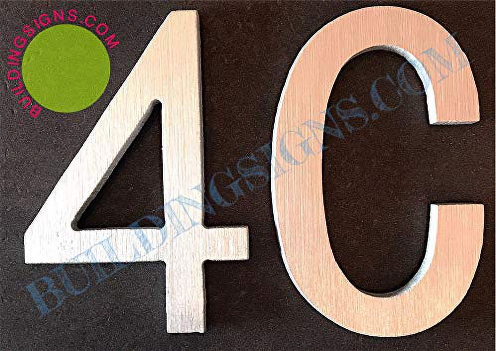 Apartment Number 4C Sign (Brush Silver,Double Sided Tape, Rust Free, 2. ...