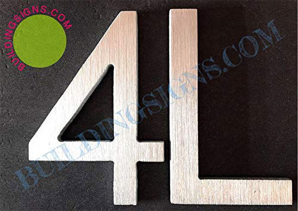 Apartment Number 4L Sign (Brush Silver,Double Sided Tape, Rust Free, 2. ...