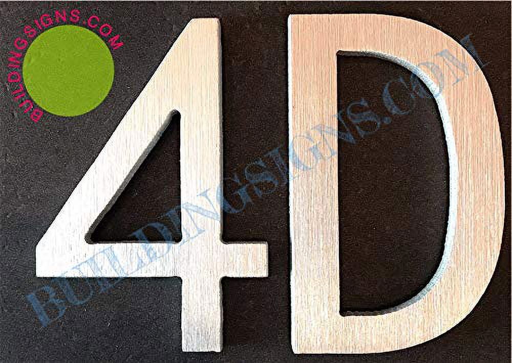 Apartment Number 4d Sign (Brush Silver,Double Sided Tape, Rust Free, 2. ...