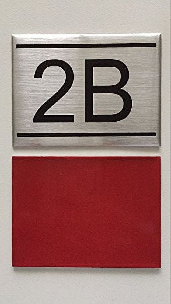 Apartment Number Sign -2B -Brushed Aluminum (2.25X3, Aluminium ...