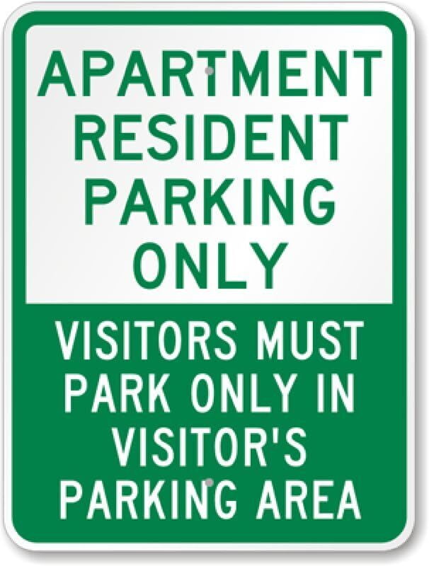 Apartment Resident Parking Weatherproof Metal Sign Size: 12" x 16 ...