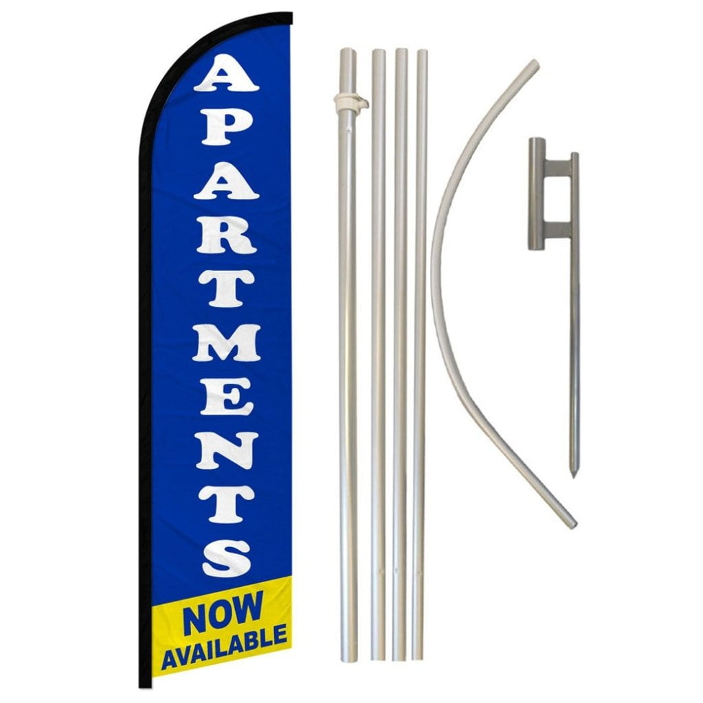 Apartments Now Available Windless Banner Flag & Pole Kit - Walmart.com
