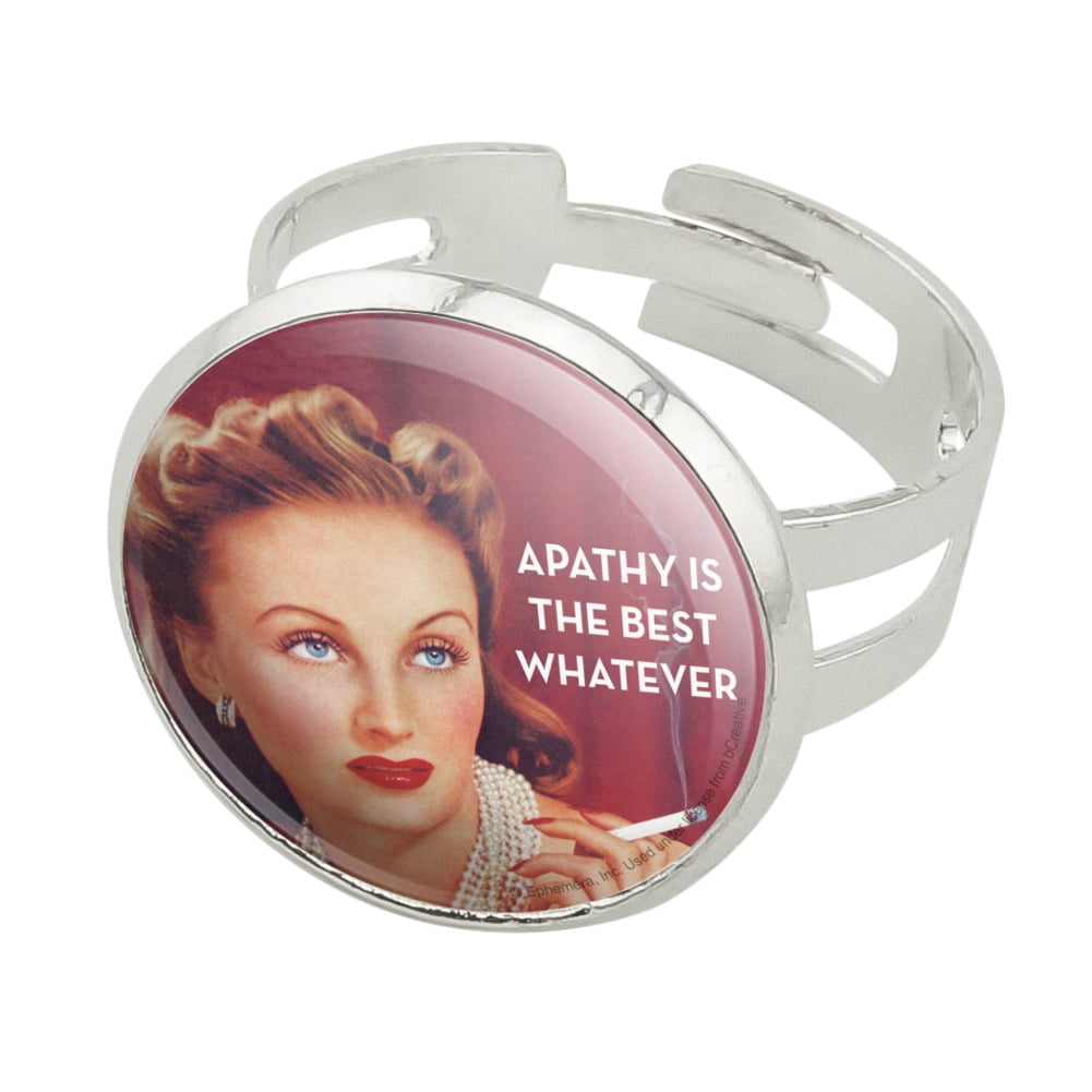 Apathy is the Best Whatever Funny Humor Silver Plated Adjustable ...