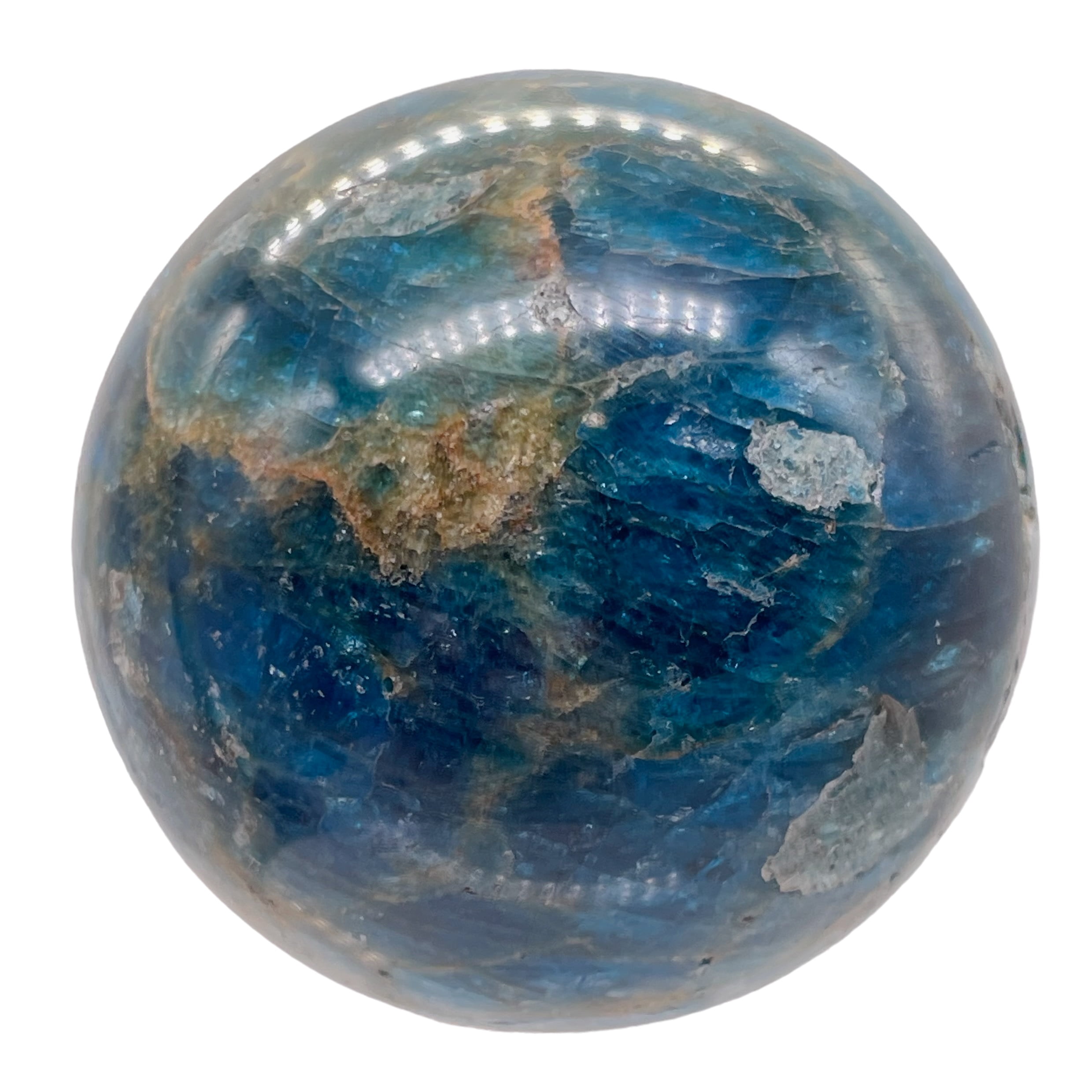 Apatite 254g Meditation Sphere | 2.19" | 55mm | Blue, White | 1 Display ...