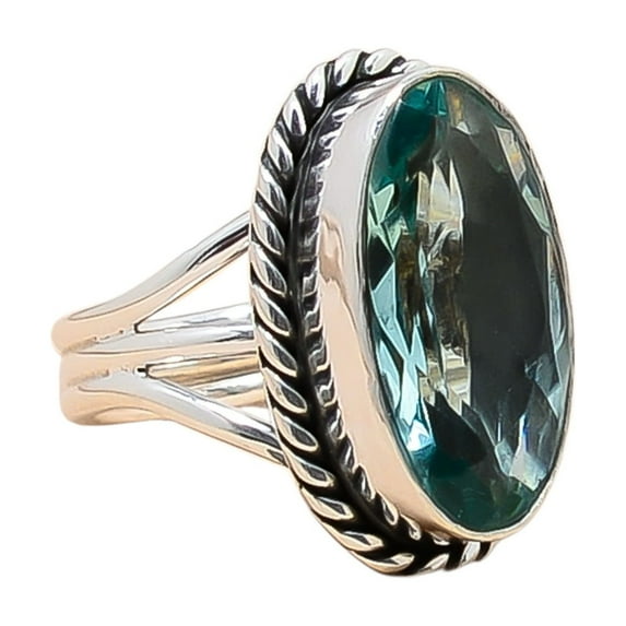 Apatite 925 Sterling Silver Ring, 20X10 mm Oval Gemstone Ring, Cyan ...