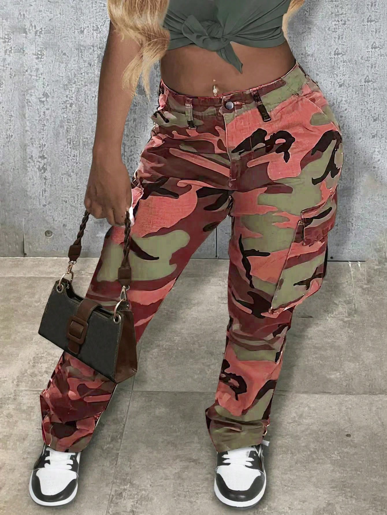 Apay Jeans for Women Y2k Streetwear Trend Cargo Pants Jean Camo Print Multi Pocket Design ...