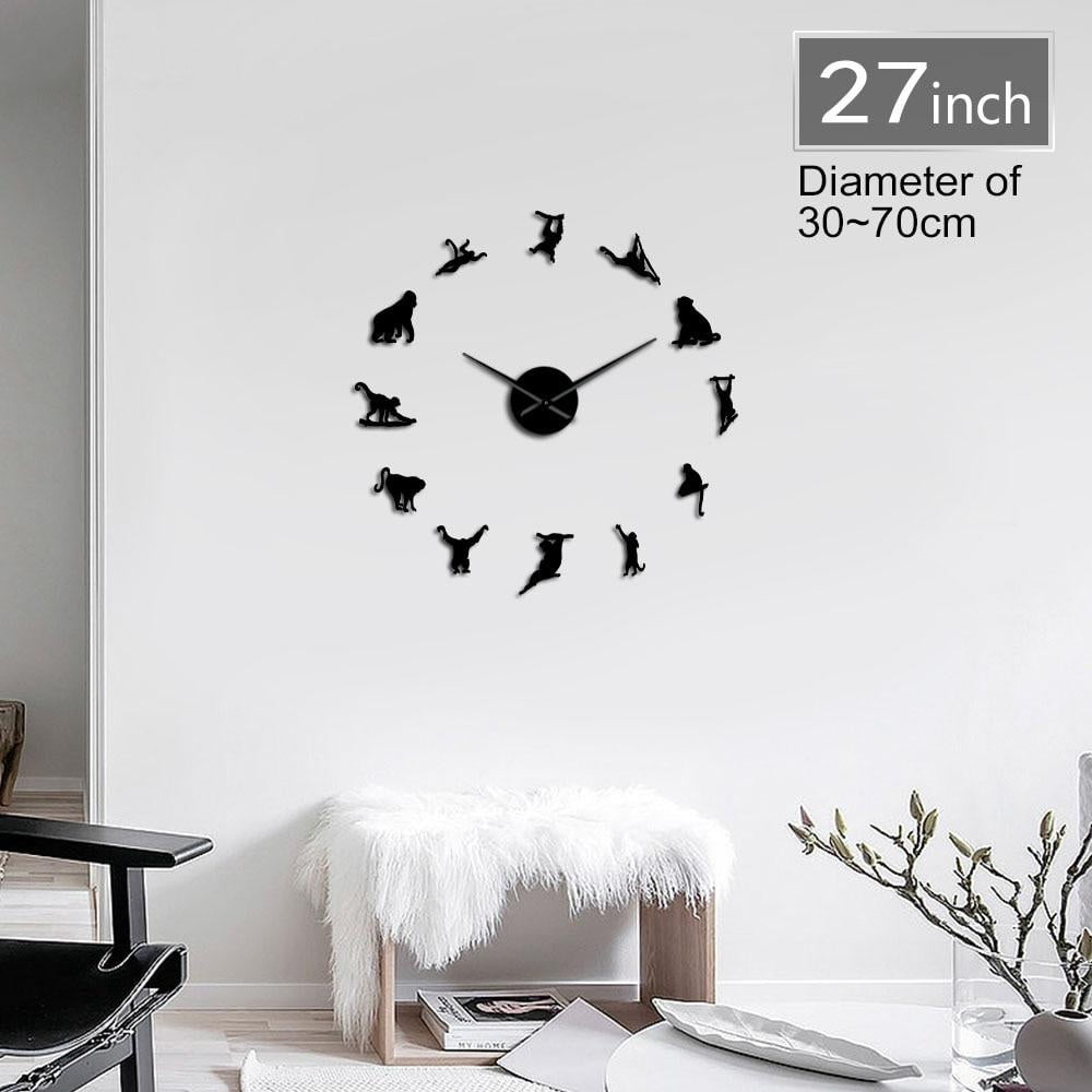 Ape And Monkey Orangutan Acrylic 3D DIY Wall Clocks Old World Monkeys ...
