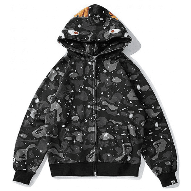 Ape Camo Shark Camouflage fashion zipper jacket, Shark graffiti retro ...