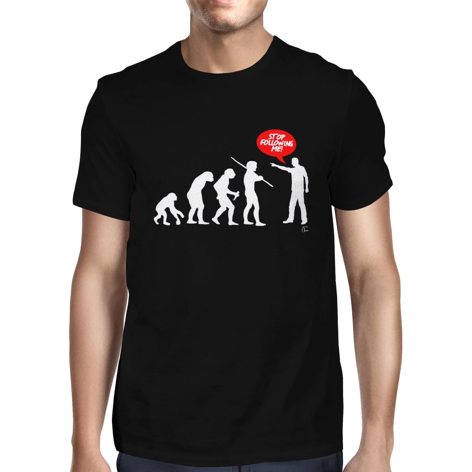 Ape to Human Evolution Stop Following Me Funny Progress Line Unisex T ...