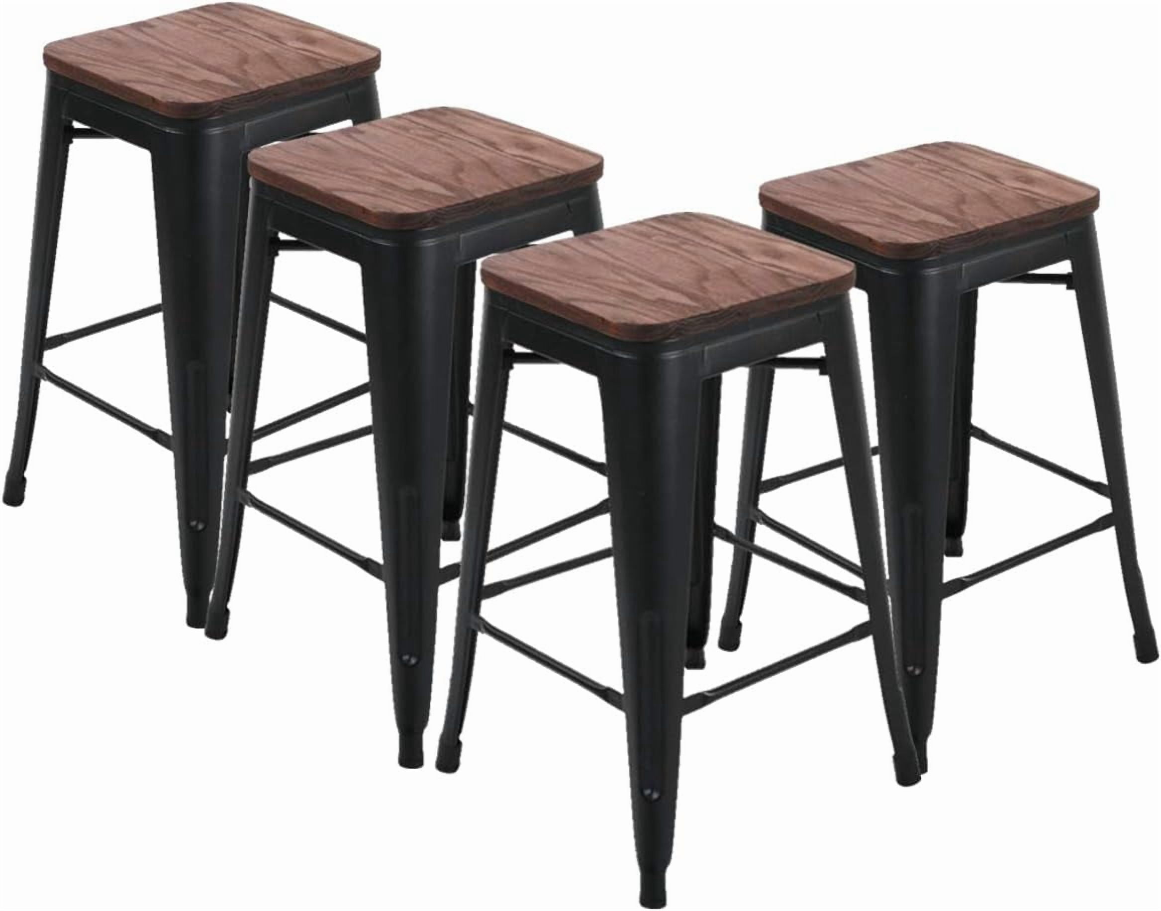 Apeaka 18 Inch Bar Stools Set of 4,Industrial Metal Dining Chair,Short ...