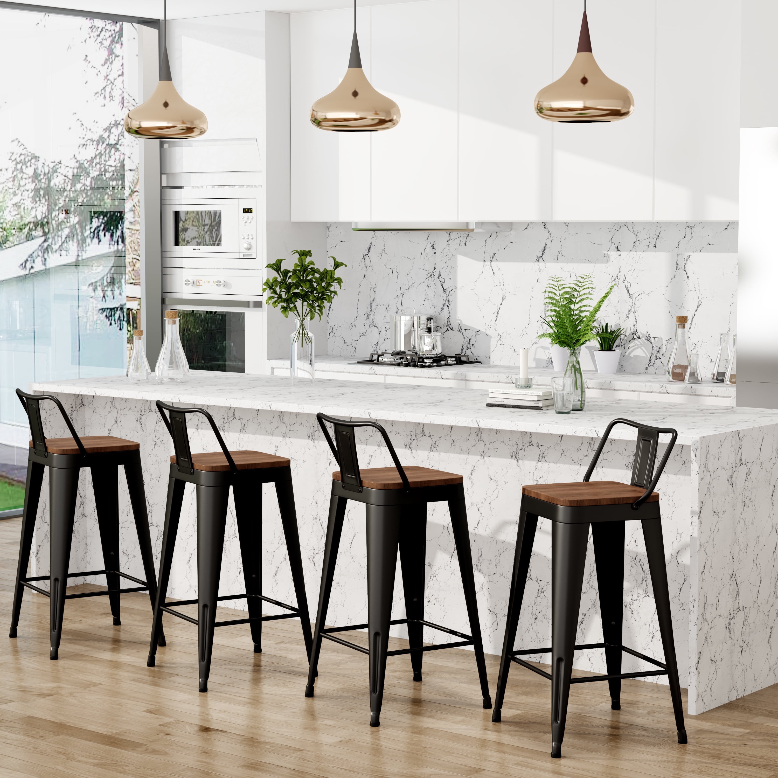 Apeaka 30 inch Bar Stools with back set of 4 counter height chair with ...