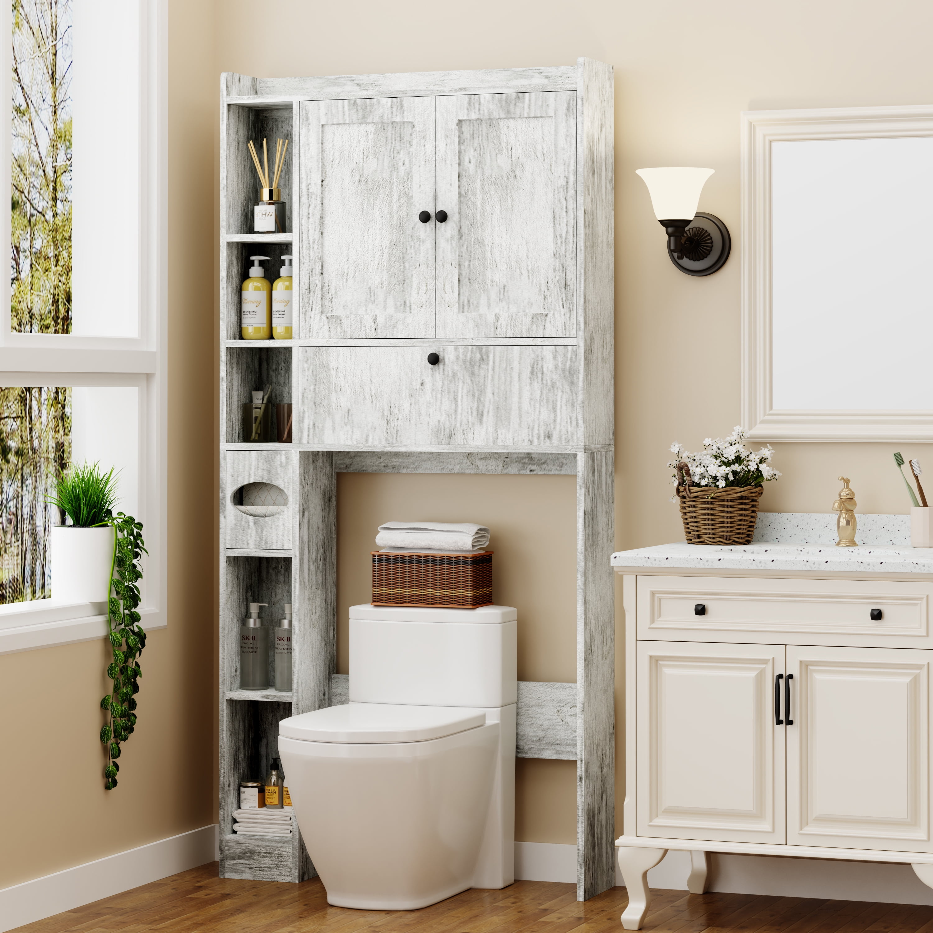 Apeaka Over The Toilet Storage Cabinet,Bathroom Storage Cabinet with ...
