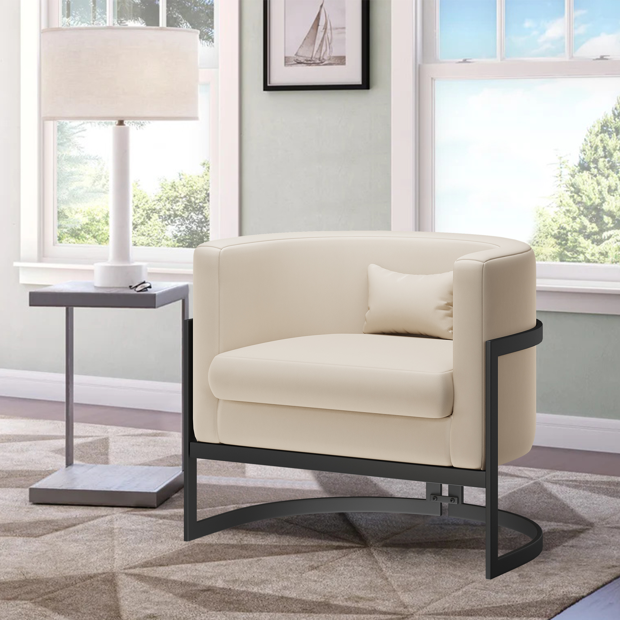 Ktaxon Mid Century Accent Chair, Modern Club Chairs with Side Bags ...