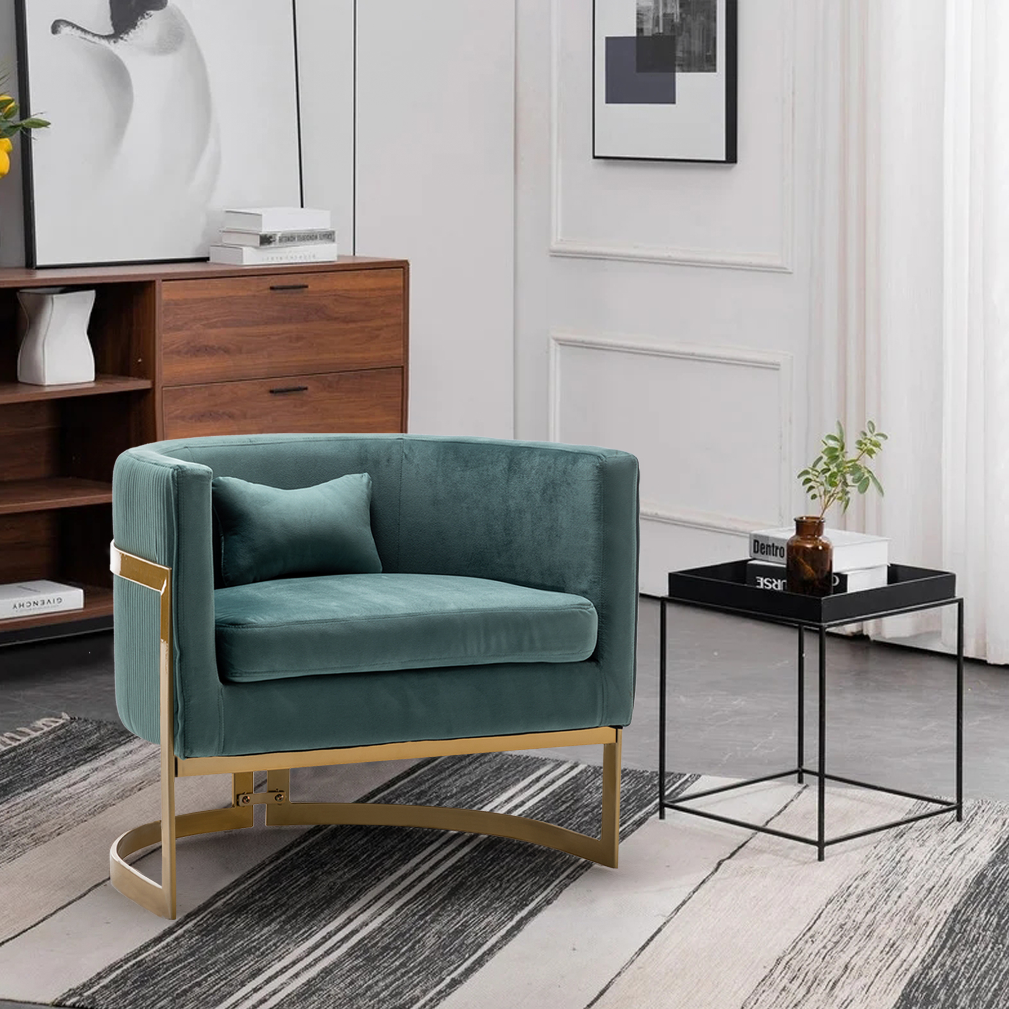 SAFAVIEH Brienne Mid-Century Arm Accent Chair, Navy Velvet - Walmart.com
