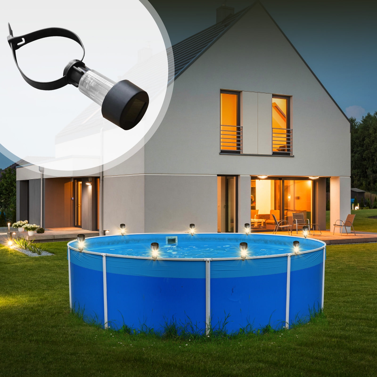 ApePal Solar Pool Lights, Waterproof LED, For Framed Above Ground Pools ...