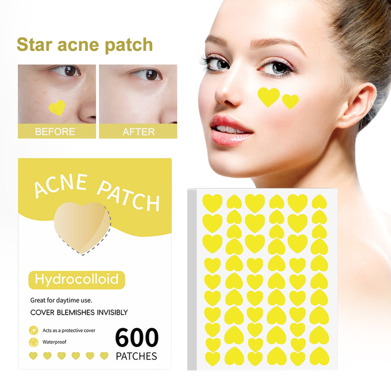Apepal Pimple Patches For Face, Colorful Cute Heart Zit Covers ...