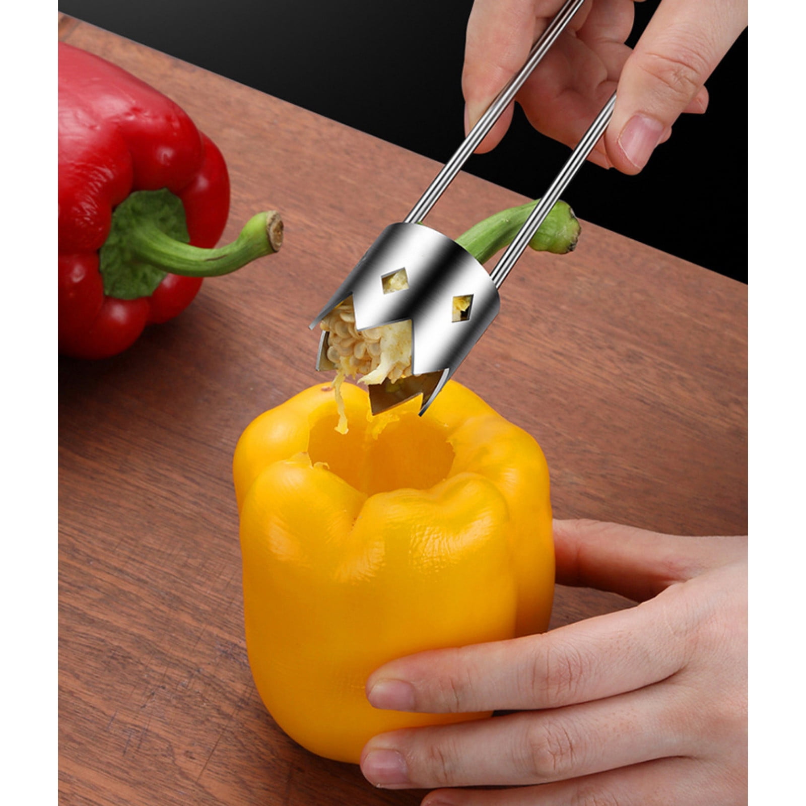 Apepal Red Bell Pepper Seed Corer, Upgraded Stainless Steel Fruite ...