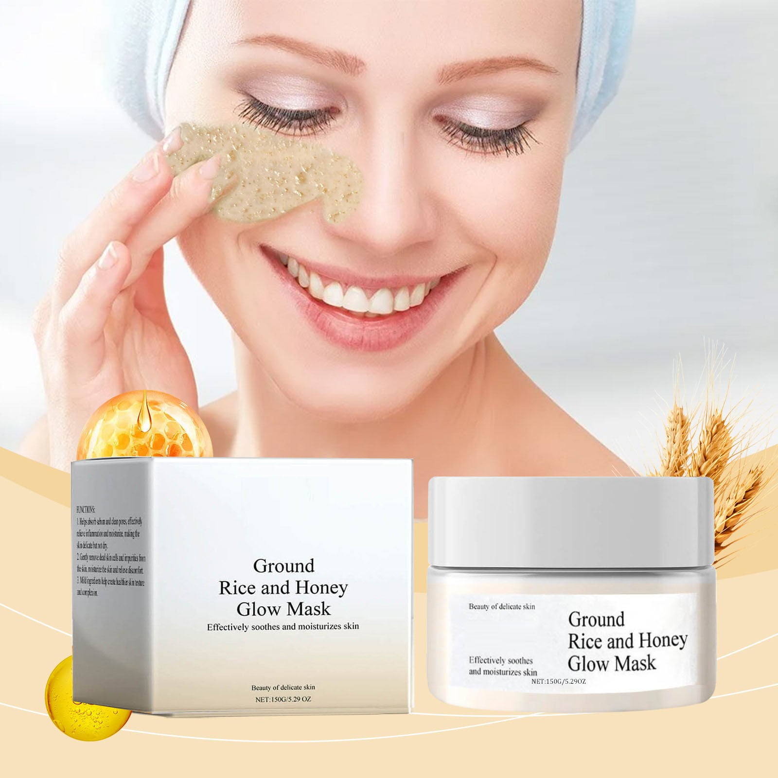 Apepal Rice Mask, Gentle Exfoliating Wash Off Facial Mask Korean, Ground Rice And Honey Glow ...