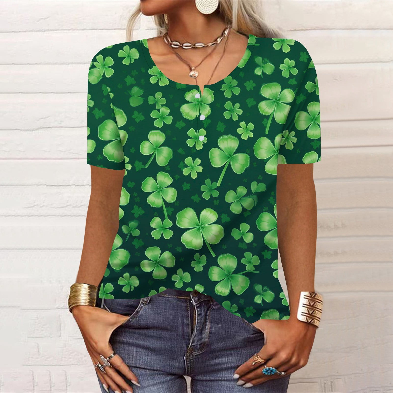 Apepal St Patricks Day Tops And Tshirts For Women Womens New Button V