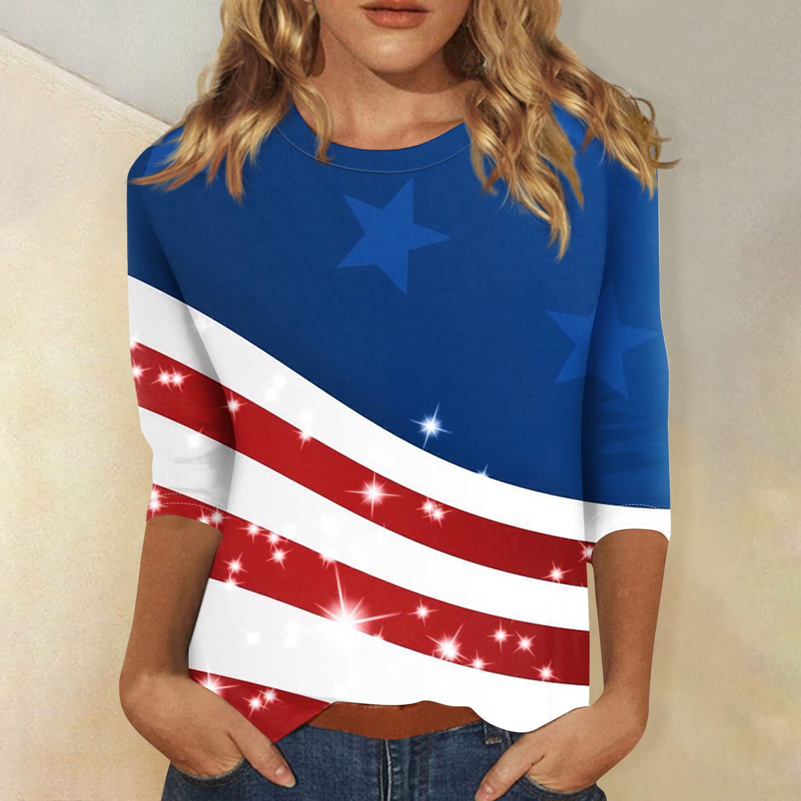 Apepal Womens Plus Size Tops Patriotic American Flag Shirts For Women 3
