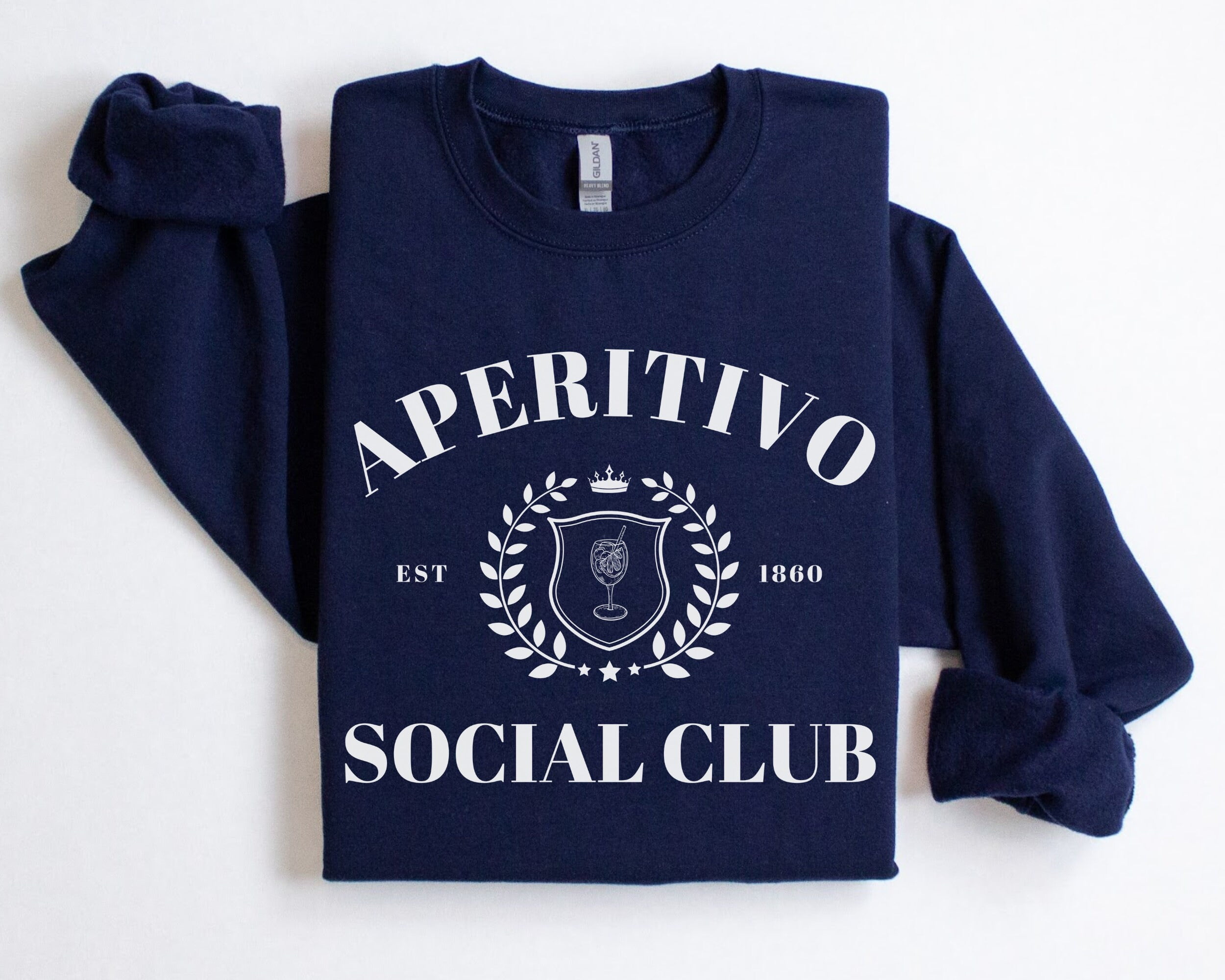 Aperitivo Social Club Crewneck T-Shirt Spritz Italian Cocktail Pullover ...