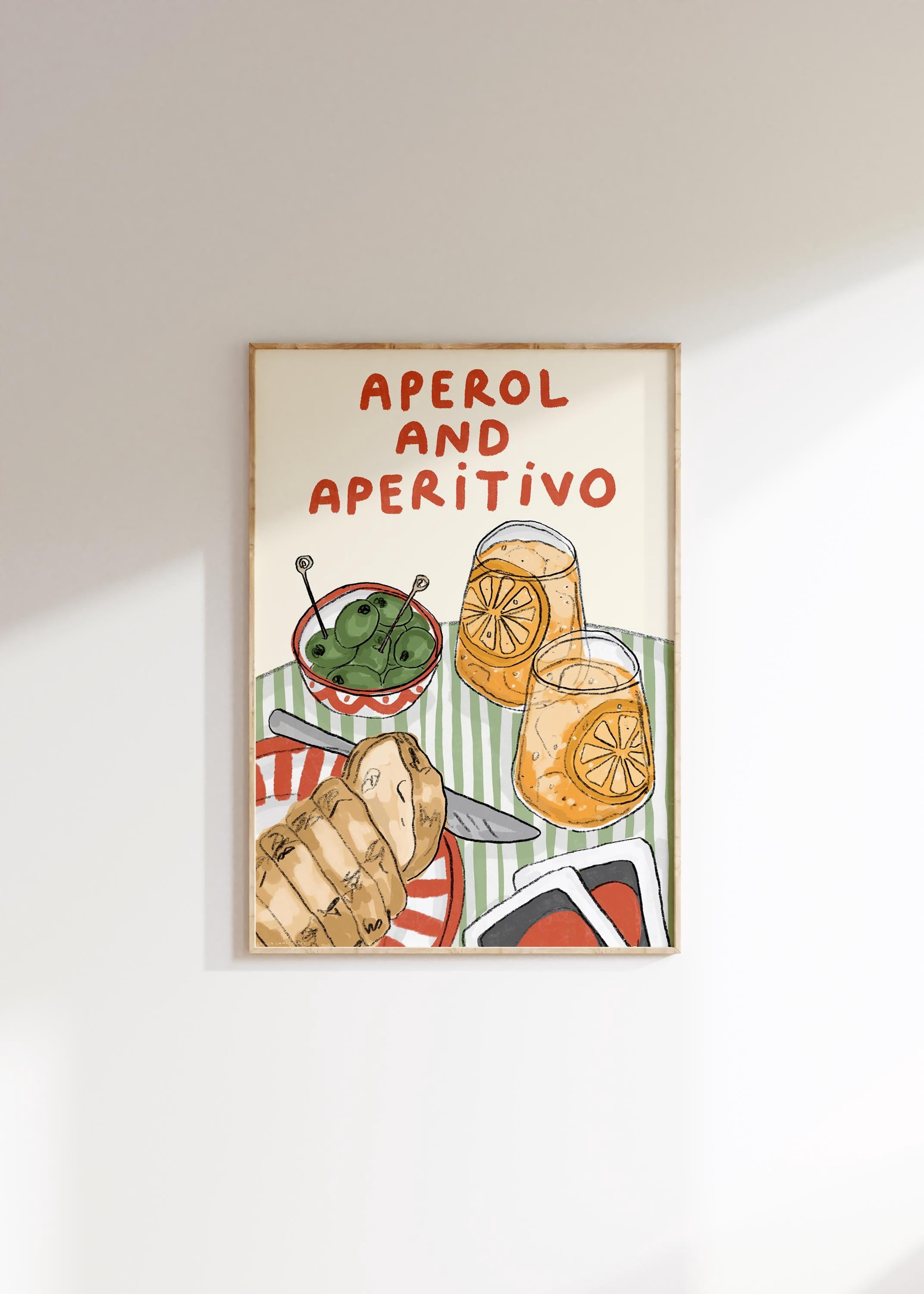 Aperol Spritz And Aperitivo Wall Print Euro Summer Food Olives Bread ...