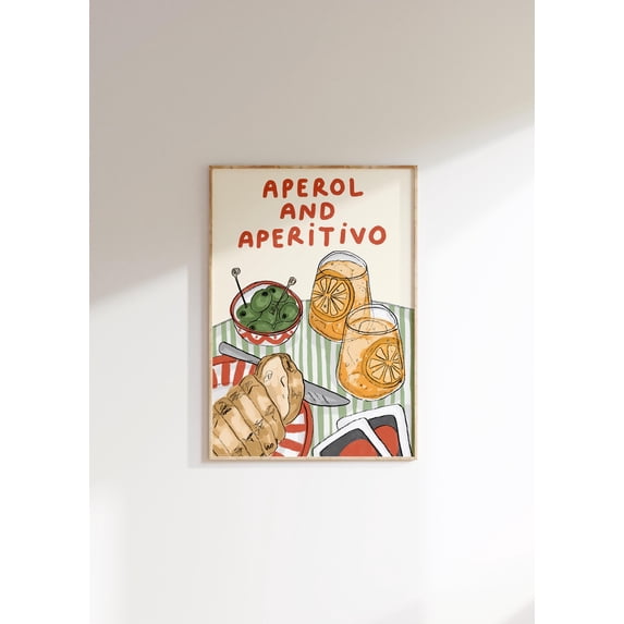 Aperol Spritz And Aperitivo Wall Print Euro Summer Food Olives Bread ...
