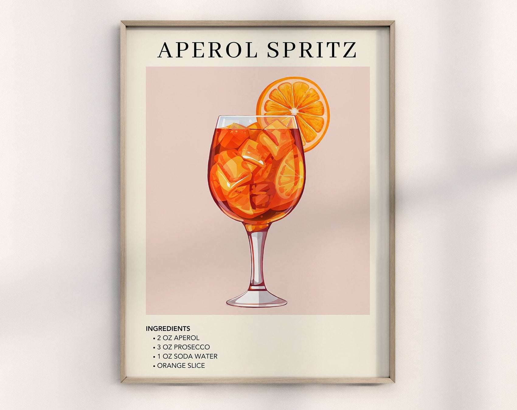 Aperol Spritz Art Print | Bar Cart | Cocktail Art Decor Poster ...