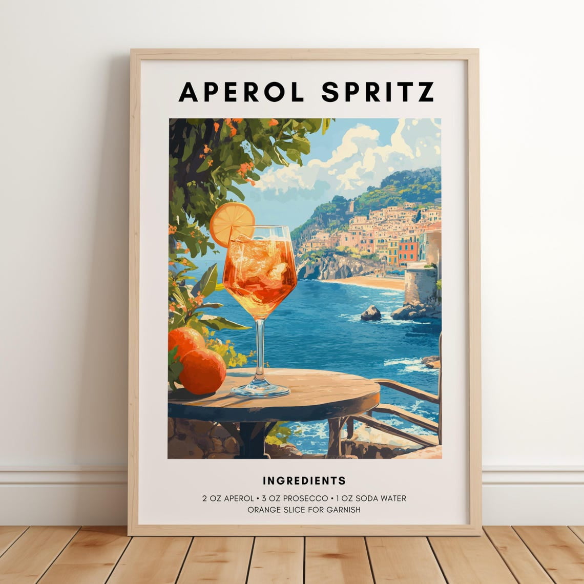 Aperol Spritz Art Print Bar Cart Decor Aperol Spritz Recipe Poster ...