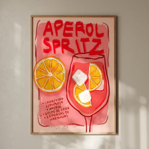 Aperol Spritz Art Print, Bar Cart Decor, Aperol Spritz Recipe Print ...